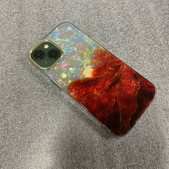 Cell Phones & Accessories | New Iphone 13 Iridescent Red Gold Marble ...